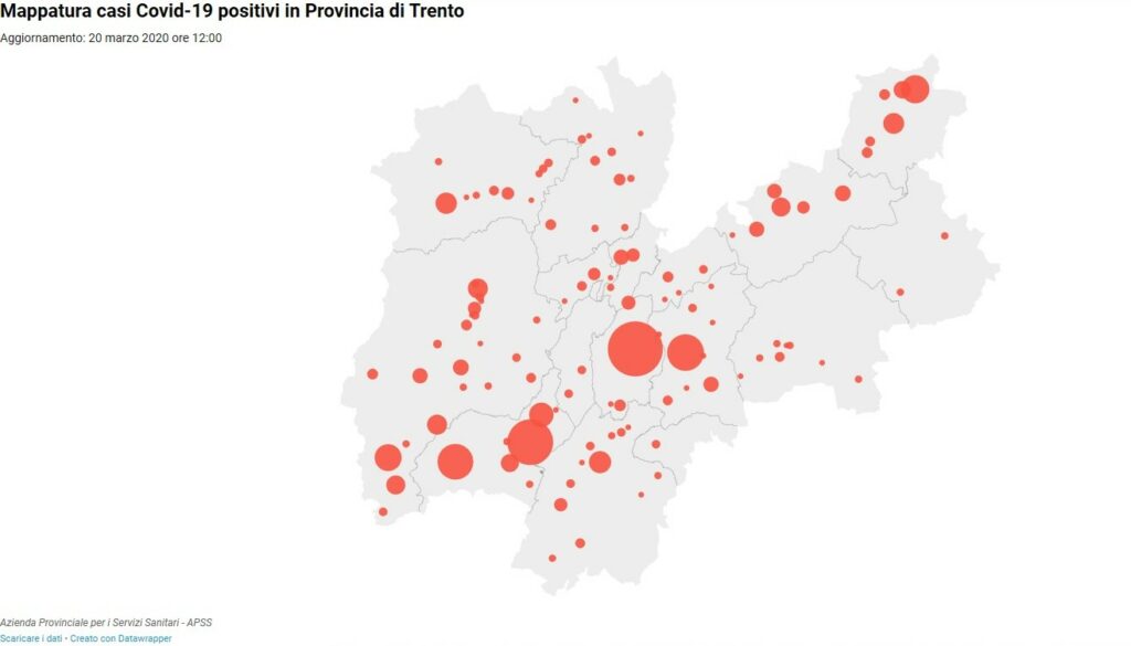 La mappatura aggiornata alle ore 12 di oggi, con il link alla cartina ...
