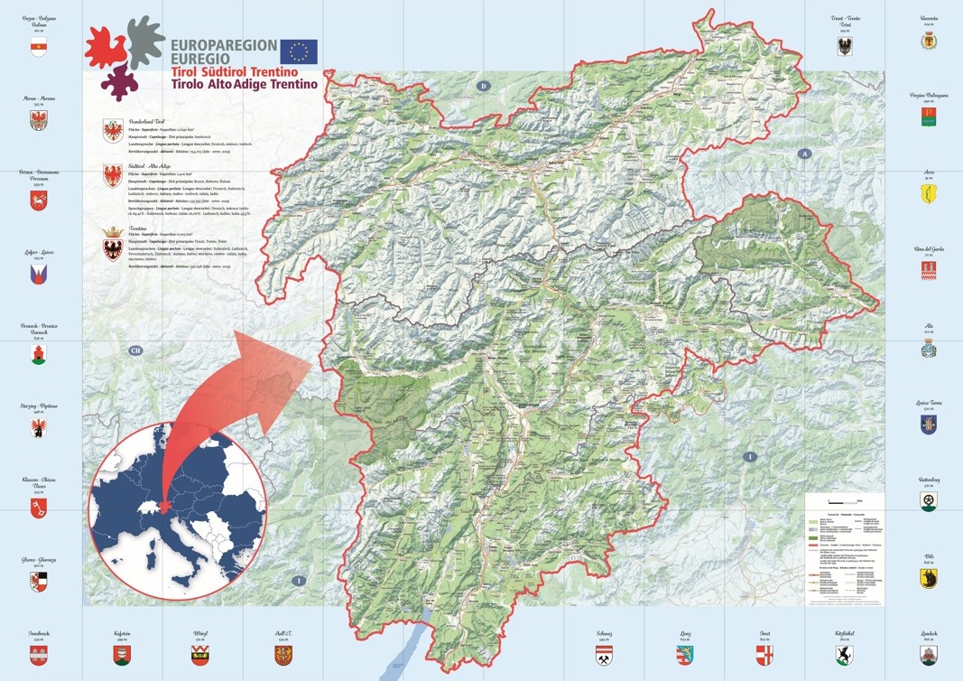 La cartina dell’Euregio Tirolo - UnserTirol24